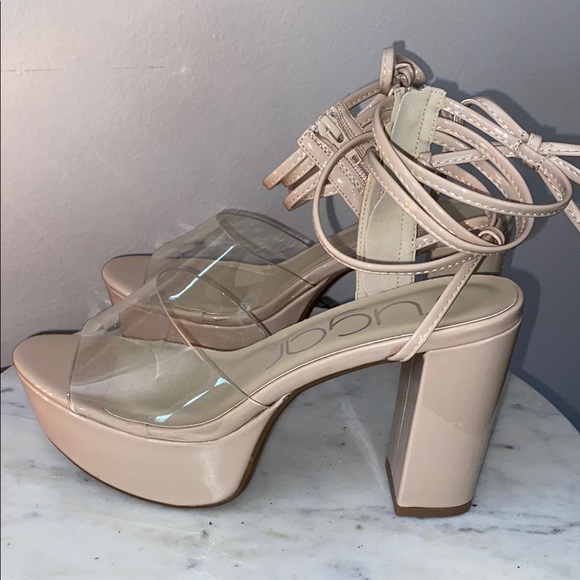 Sugar | Shoes | New Sugar Cream Chunky Platform Heel Sandals Clear ...